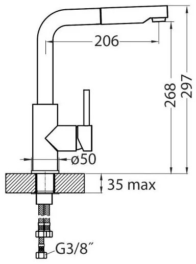 ALVEUS 1129048 - Dřezová baterie s vytahovací sprškou SIROS 29,7 cm granit/černá