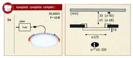 Paulmann 92391 - LED/8,5W IP44 Koupelnové podhledové svítidlo VARIFIT 230V