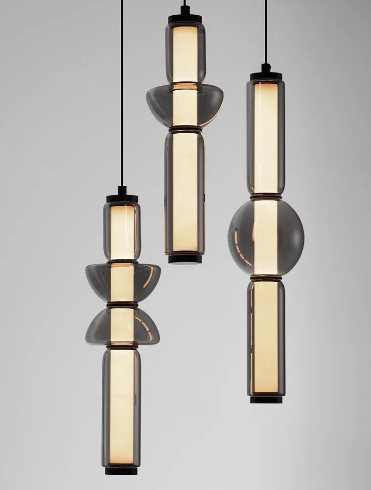 Šedé skleněné LED stmívatelné závěsné svítidlo ø 38 cm Ulon – Nova Luce