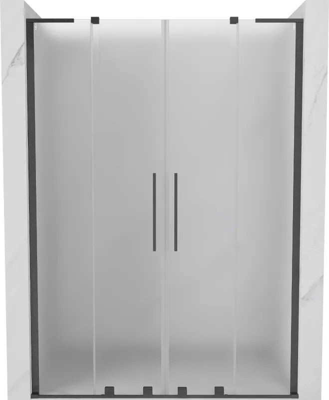 Mexen Velar L Duo, posuvné sprchové dveře do otvoru 140 cm, 8mm sklo námraza, grafit broušený, 871-140-003-32-66