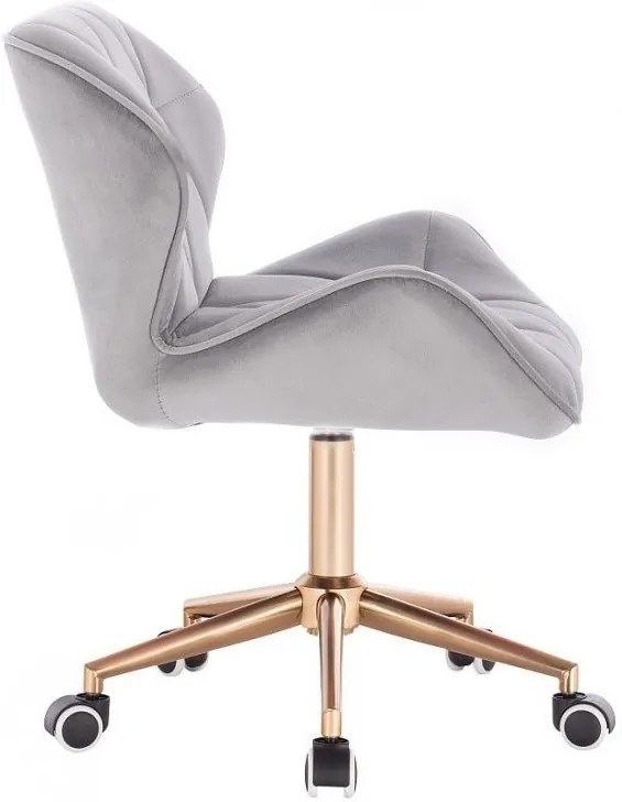 LuxuryForm DESIGN Otočná židle MILANO VELUR na zlaté podstavě s kolečky - světle šedá