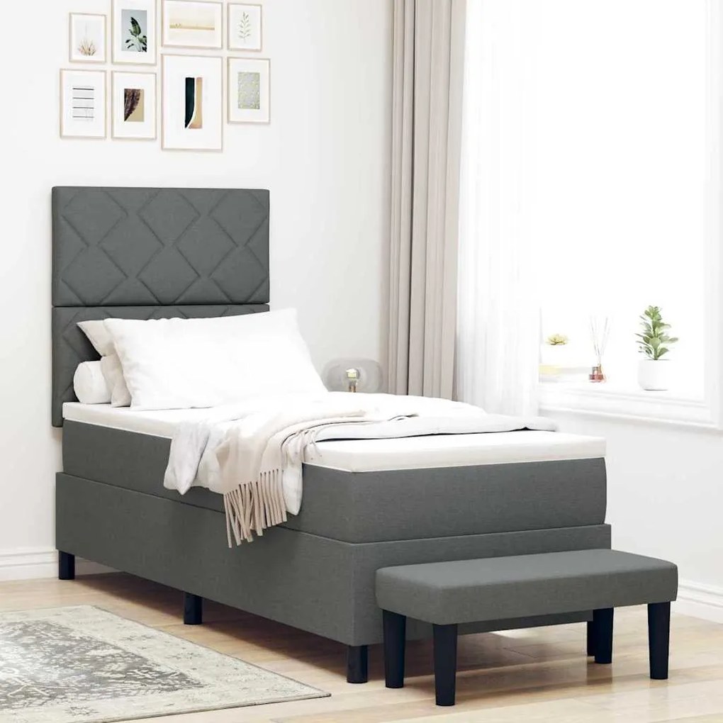 Postel s boxspringem s čelo Tmavě šedá 80 x 200 cm textil 3344101