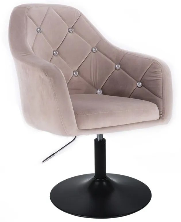 LuxuryForm DESIGN Křeslo ROMA VELUR na černém talíři - světle šedé