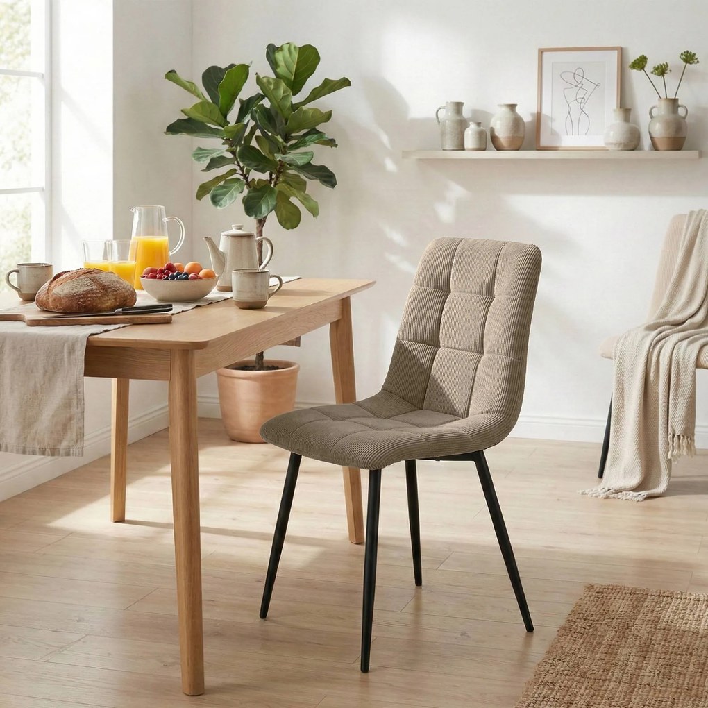 Sada 2 jídelních židlí Antibes manšestr – taupe
