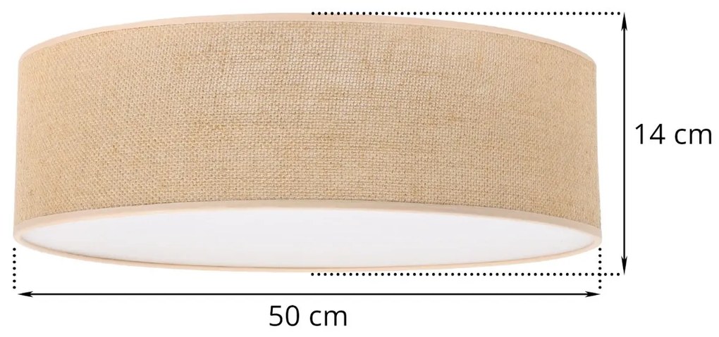 Stropní svítidlo Juta, 1x jutové stínítko, (bílé plexisklo), (fi 50cm)