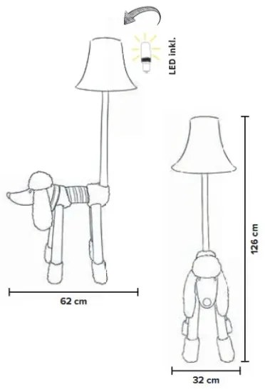 Happy Lamps - LED Dětská stojací lampa BELLO LED/5,4W/230V pudl