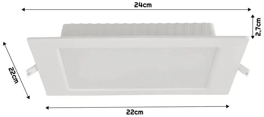BERGE Čtvercový LED pabel zapuštěný - bílý - 18W - PC - neutrální bílá