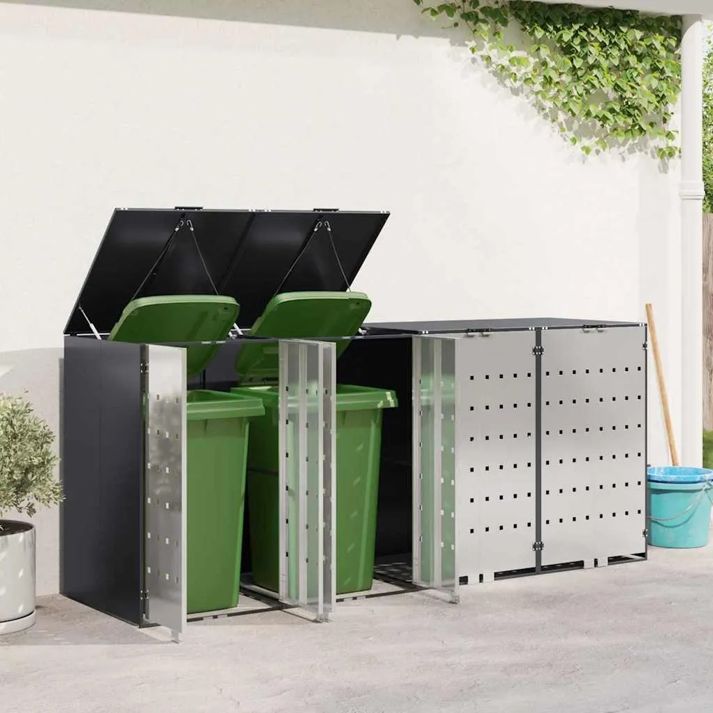 Úložný box na 3 popelnice Nerezová ocel Antracit 3394780