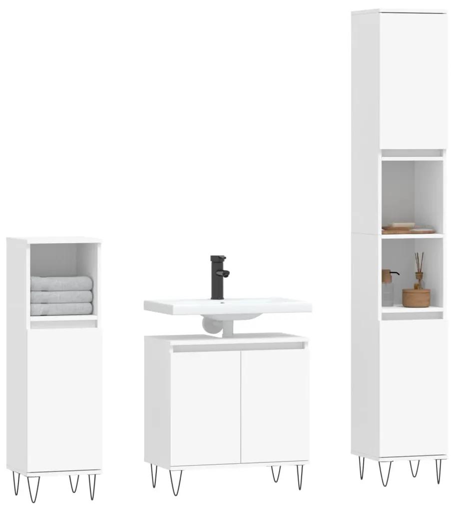 3dílný set koupelnového nábytku bílý kompozitní dřevo,  3190275