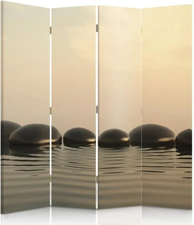 Paraván - Zen Stones 5 | čtyřdílný | oboustranný 145x150 cm