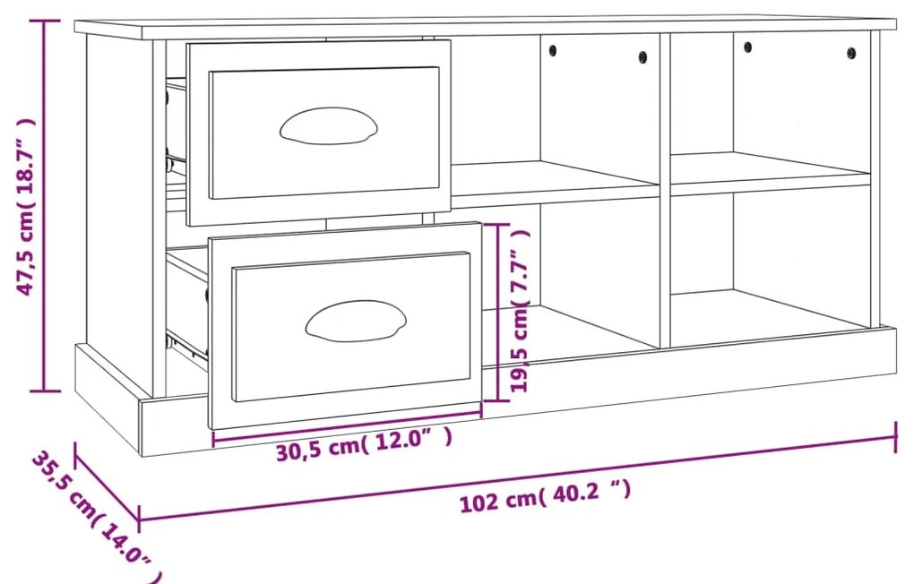 TV skříňka bílá vysoký lesk 102x35,5x47,5 cm kompozitní dřevo - Default Title