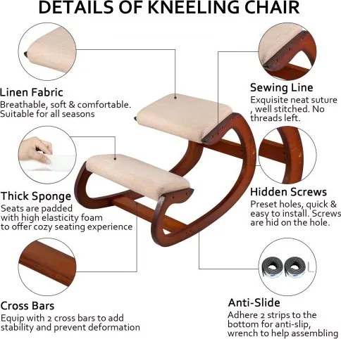 Ergonomické klečící křeslo 99,8 kg Nosnost Postoj v kleče Stolička s kyčelním