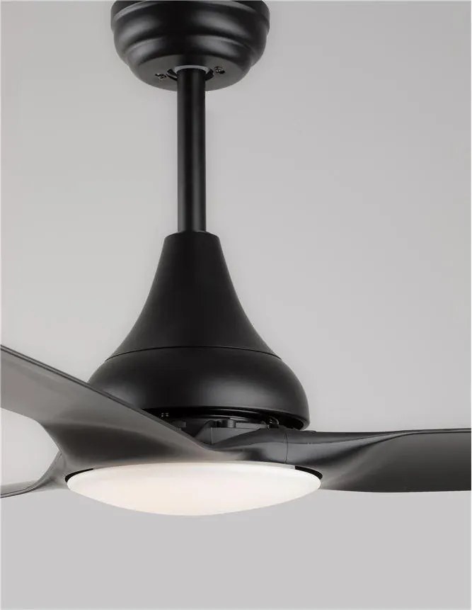 NV 5267302 Stropní ventilátor se světlem SAMOA tělo z oceli matná černá a sklo 3ABS černé listy LED 18W 3000K - NOVA LUCE