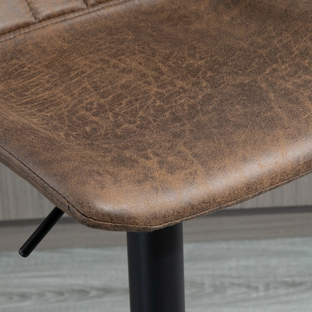 HOMCOM sada 2 barových židlí kuchyňská židle výškově nastavitelná s podnožkami otočná židle hnědá polyester 43 x 46 5 x 89-110 cm pro bar kuchyň