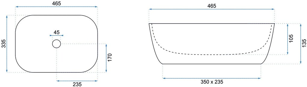 Keramické umyvadlo na desku REA BELINDA MARBLE černý mramor mat