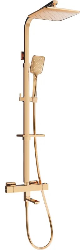 Mexen - CQ62 sprchový set s termostatickou baterií Cube, růžová- zlatá,779106295-60