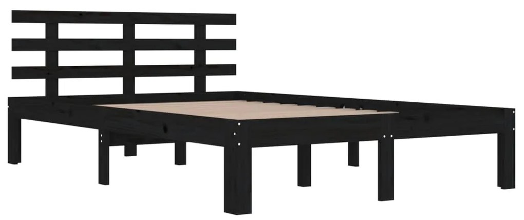 Rám postele černý masivní dřevo 150 x 200 cm King Size - Default Title