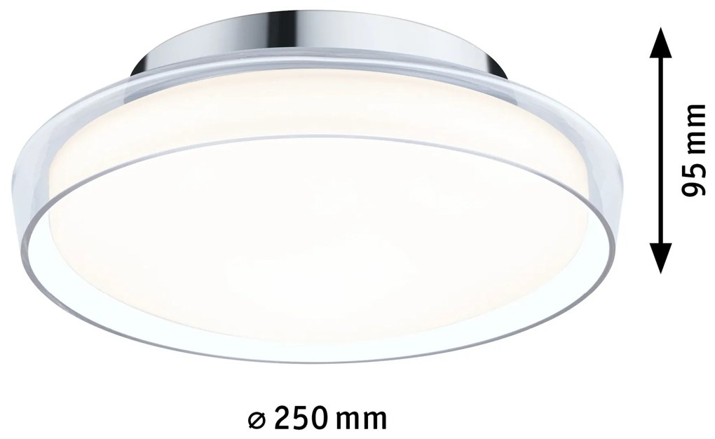 Paulmann 71078 Luena, koupelnové stropní svítidlo LED 11,5W 3000K, sklo/chrom, průměr 25cm, IP44
