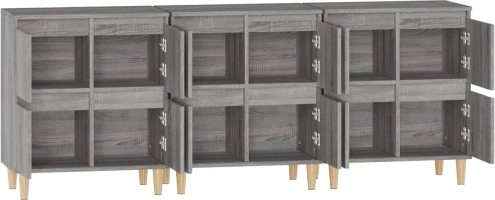 Příborníky 3 ks šedé sonoma 60 x 35 x 70 cm kompozitní dřevo 3185773