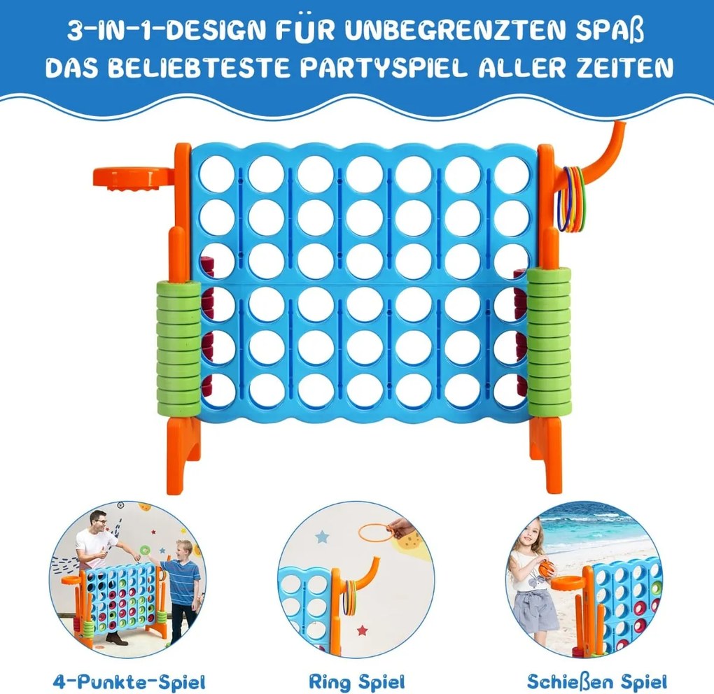 Costway Large Match 4 Jumbo Match 4 Set Modrá + – 84 × 33 × 79 cm, pomerančový