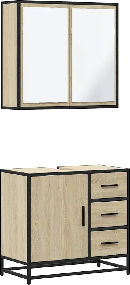 2dílný set koupelnového nábytku dub sonoma kompozitní dřevo 3300896