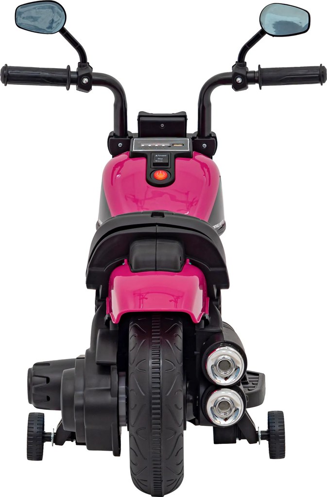 Ramiz Elektrická motorka Chopper FASTER pro děti růžová + FM rádio + audio panel + LED