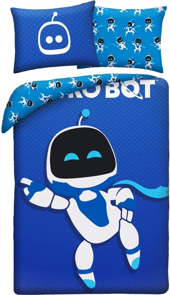Ložní povlečení z mikrovlákna Astro Bot – motiv Galactic Blue - 70x90 cm + 140x200 cm