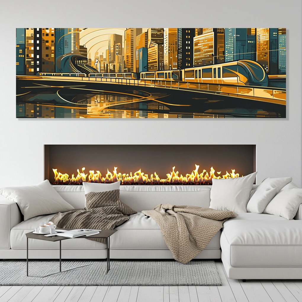 Obraz na plátně - Ranním vlakem z Yokohamy FeelHappy.cz Velikost obrazu: 120 x 40 cm