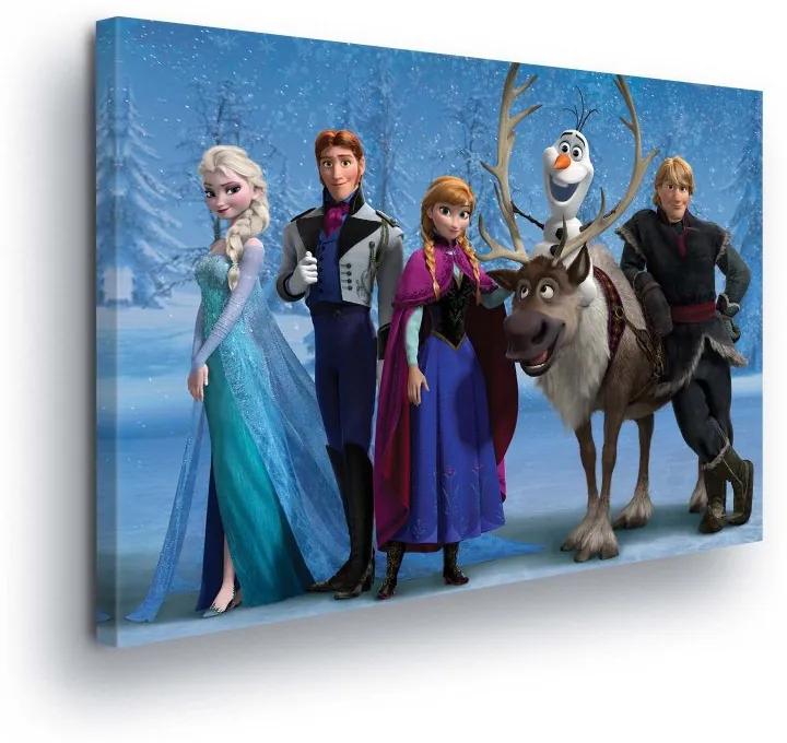 GLIX Obraz na plátně - Disney Ledové Království Kristoff, Hans, Anna, Elza, Sven 100x75 cm