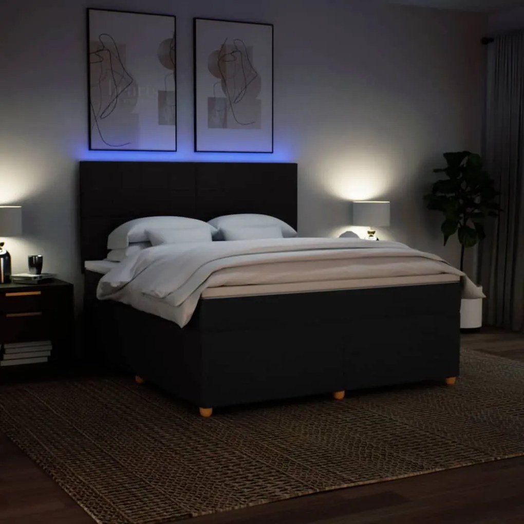 Box spring postel s matrací černá 180x200 cm textil 3293661