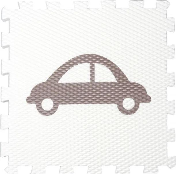 Vylen Pěnové podlahové puzzle Minideckfloor s autem Světle šedý s bílým autem 340 x 340 mm