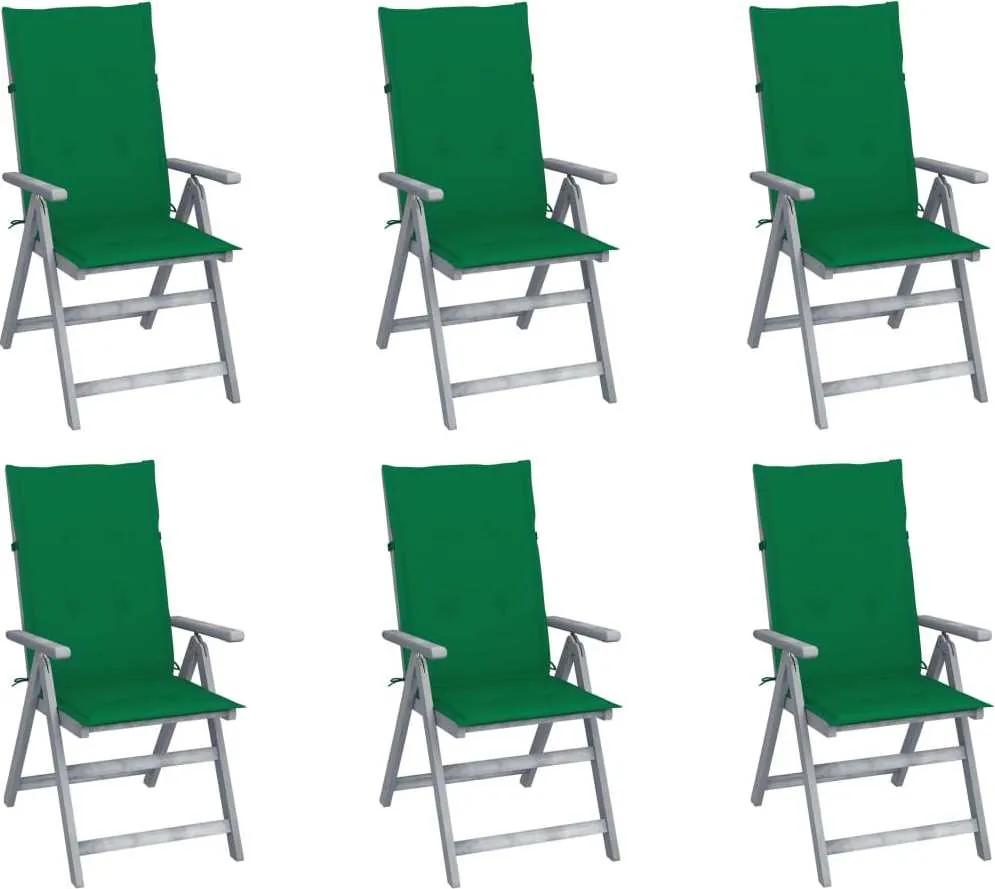 vidaXL Zahradní polohovací židle 6 ks s poduškami masivní akácie [3065328] Barva: antracitová
