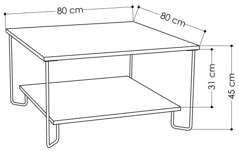 Konferenční stolek MARBO 45x80 cm šedá