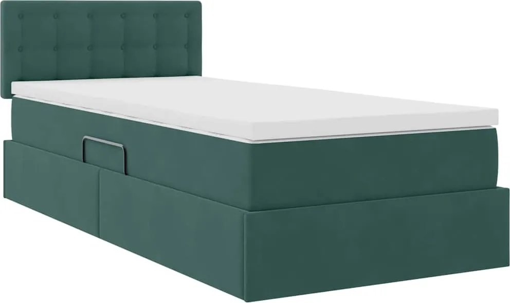 Postel s úložným prostorem Tmavě zelená 90 x 200 cm samet 3370854