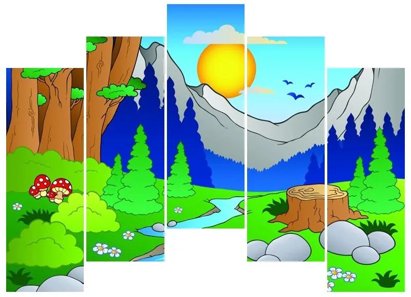 Kreslený obraz horské přírody (125x90 cm), 40 dalších rozměrů