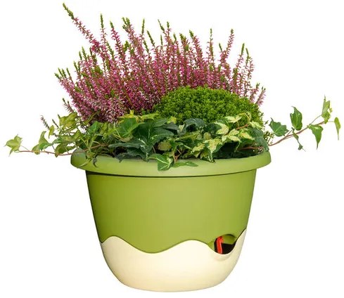 Samozavlažovací závěsný květináč Mareta, šedá + zelená, 30 cm, Plastia