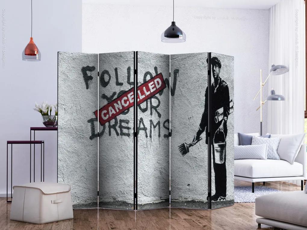 Pokojová zástěna Dreams Cancelled (Banksy) II (5-dílný) - graffiti s anglickým textem