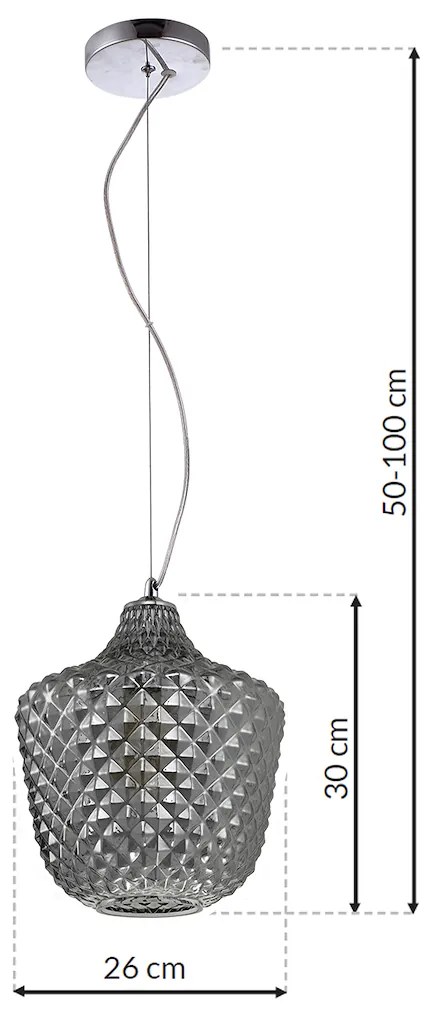 Závěsné svítidlo Orlando, 1x grafitové skleněné stínítko,