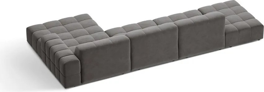 Šedá sametová rohová pohovka (pravý roh/s lenoškou) Chicago – Cosmopolitan Design