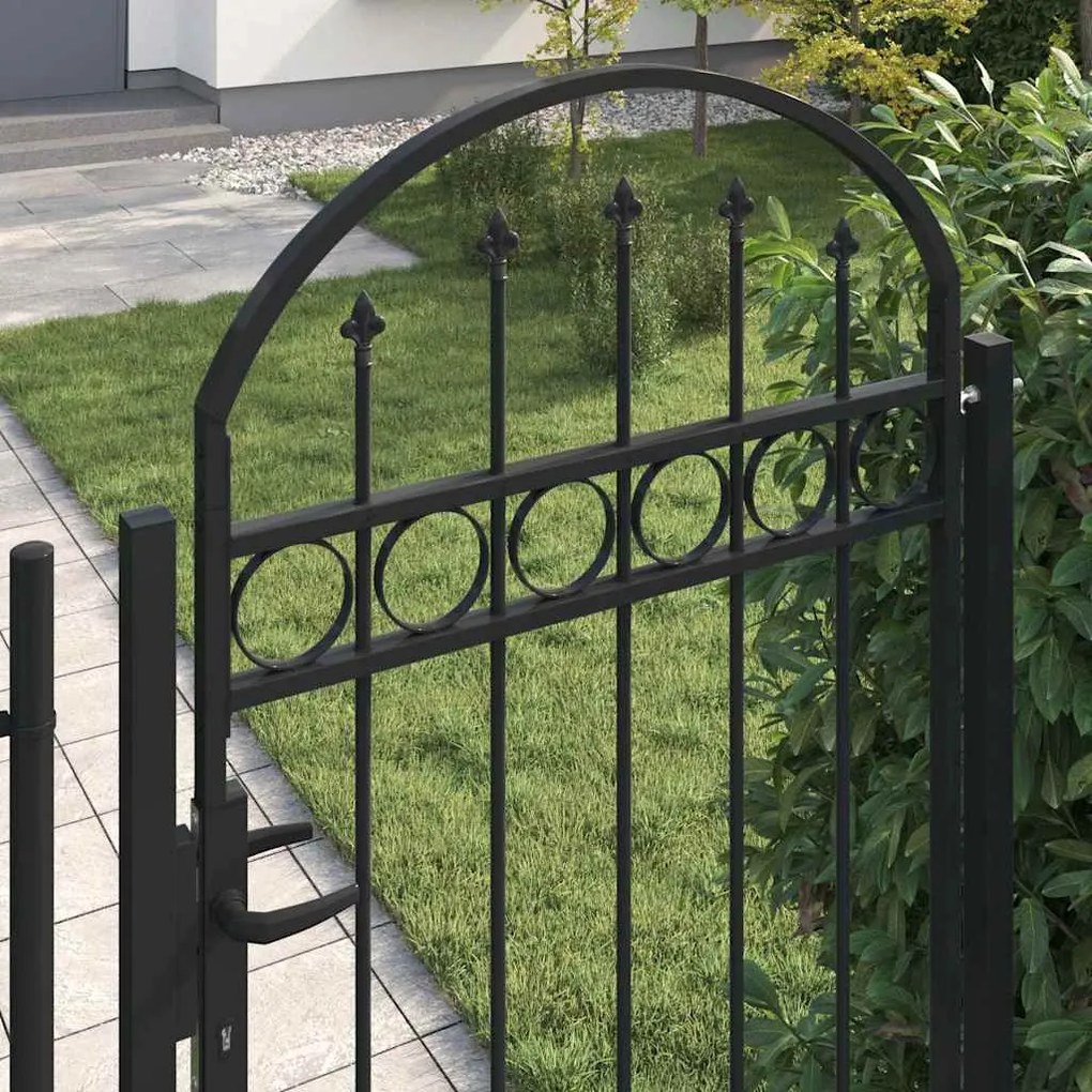 Plotová branka ASSEN s klenutým vrcholem a 2 sloupky 105 x 170 cm černá 145751