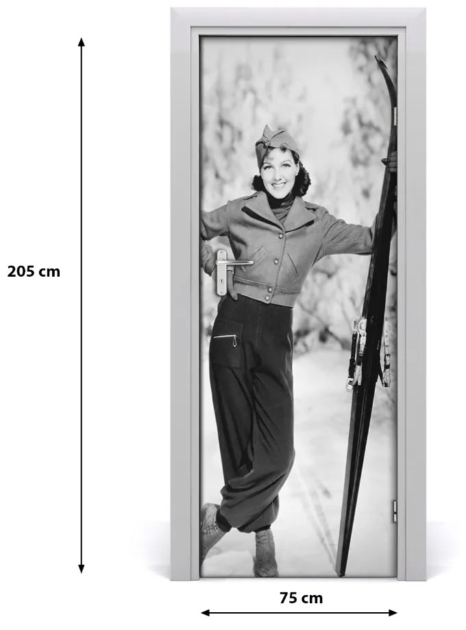 Fototapeta na dveře žena lyže 75x205 cm