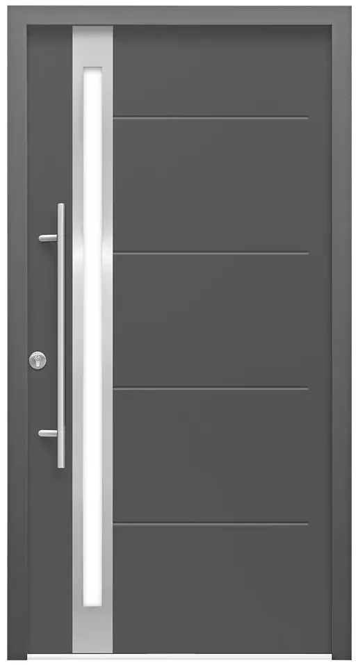 SplenDoor Vchodové dveře Thermodoor PLUS SP30A, 90 L, rozměr vč. zárubně: 1000 × 2100 mm, ocel, levé, antracit, prosklené