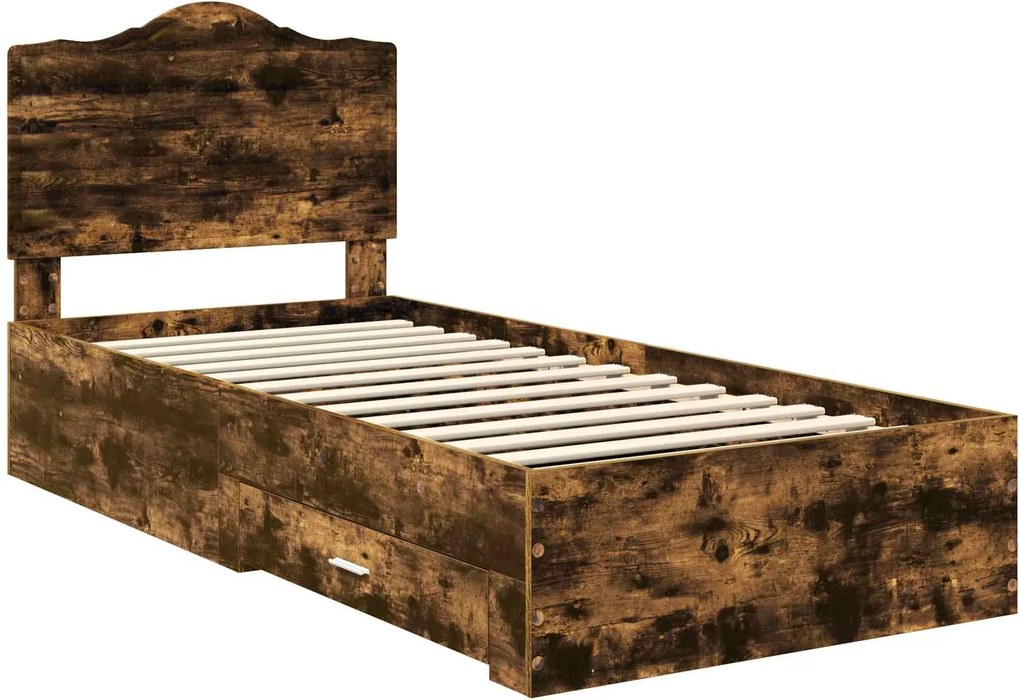 Rám postele s čelo Kouřový dub 70 x 190 cm Kompozitní dřevo 3413670