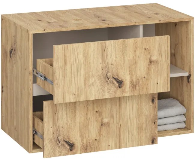 Skříňka pod umyvadlo VAMI W90 2SZ dub artisan / krémová