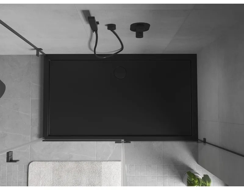 Mexen Flow, obdélníková sprchová vanička, slim, 80 x 140 cm, černá matná, 46R708014