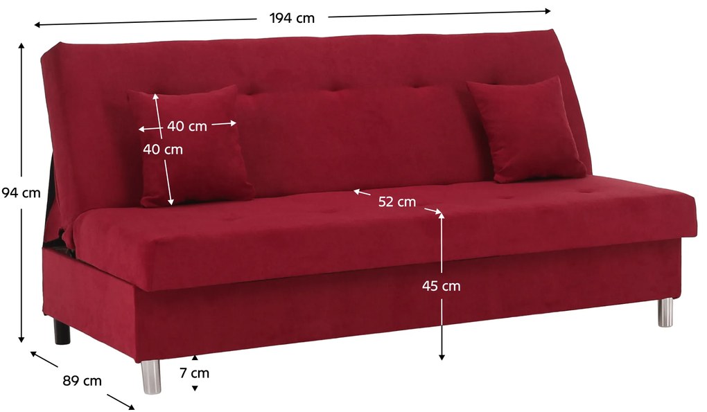 Kondela Rozkládací pohovka, červená, ALADA