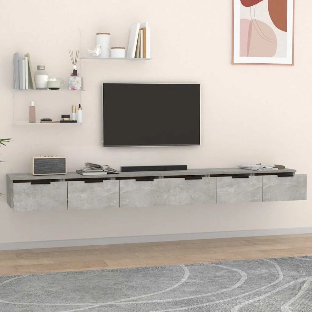 Nástěnné skříňky 2 ks betonově šedé 102 x 30 x 20 cm kompozit 3115903