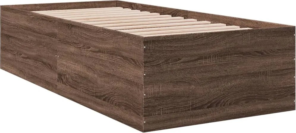 Rám postele hnědý dub 100 x 200 cm kompozitní dřevo 3280964
