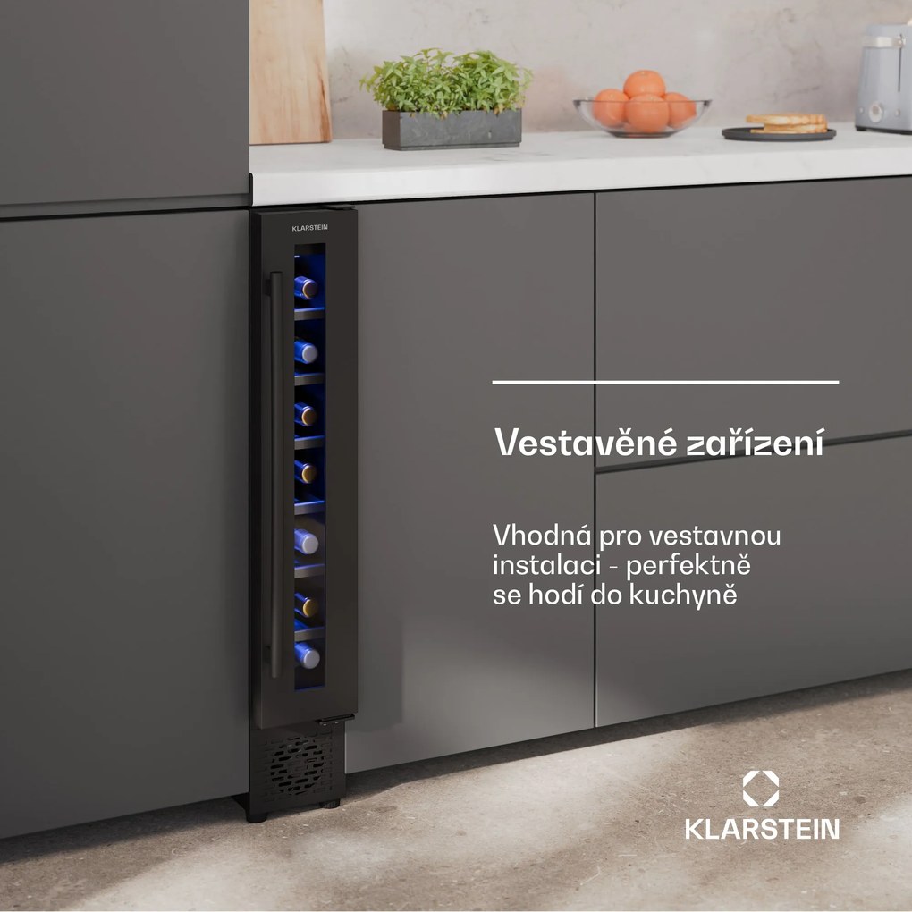 Klarstein Vinovilla 7 Uno vinotéka, 1 chladicí zóna, 7 lahví, dřevěné police, 5-18 °C