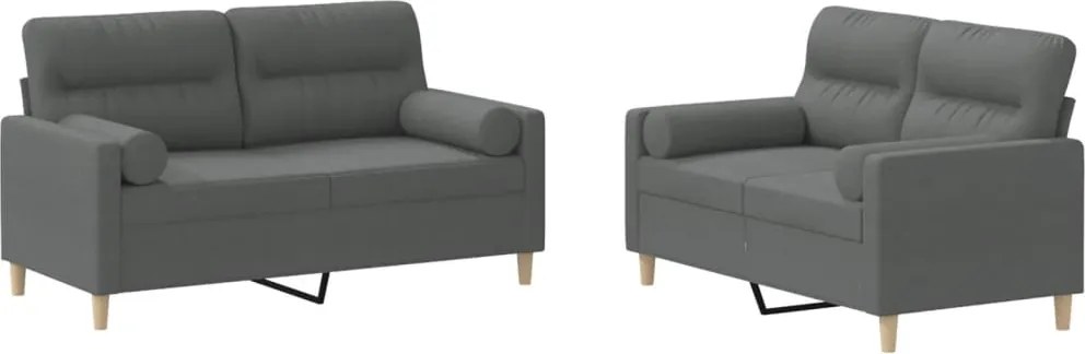 2dílná sedací souprava s polštáři tmavě šedá textil 3201585